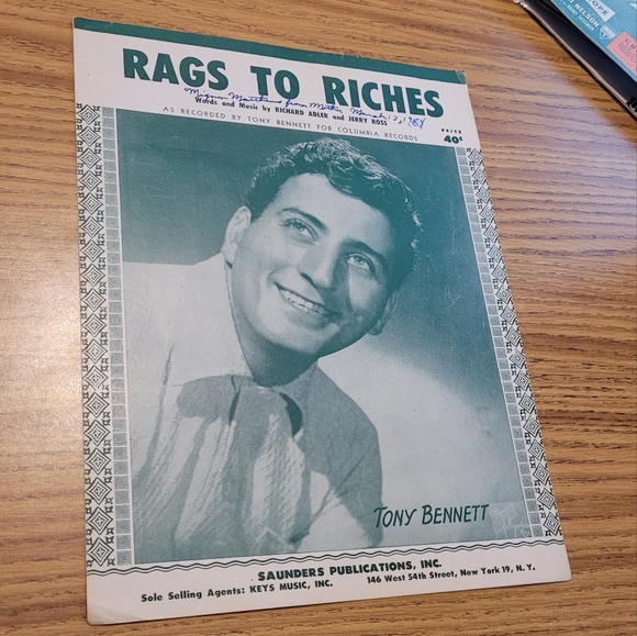 sheet music | Other | Rags To Riches Tony Bennett Vintage Sheet Music ...